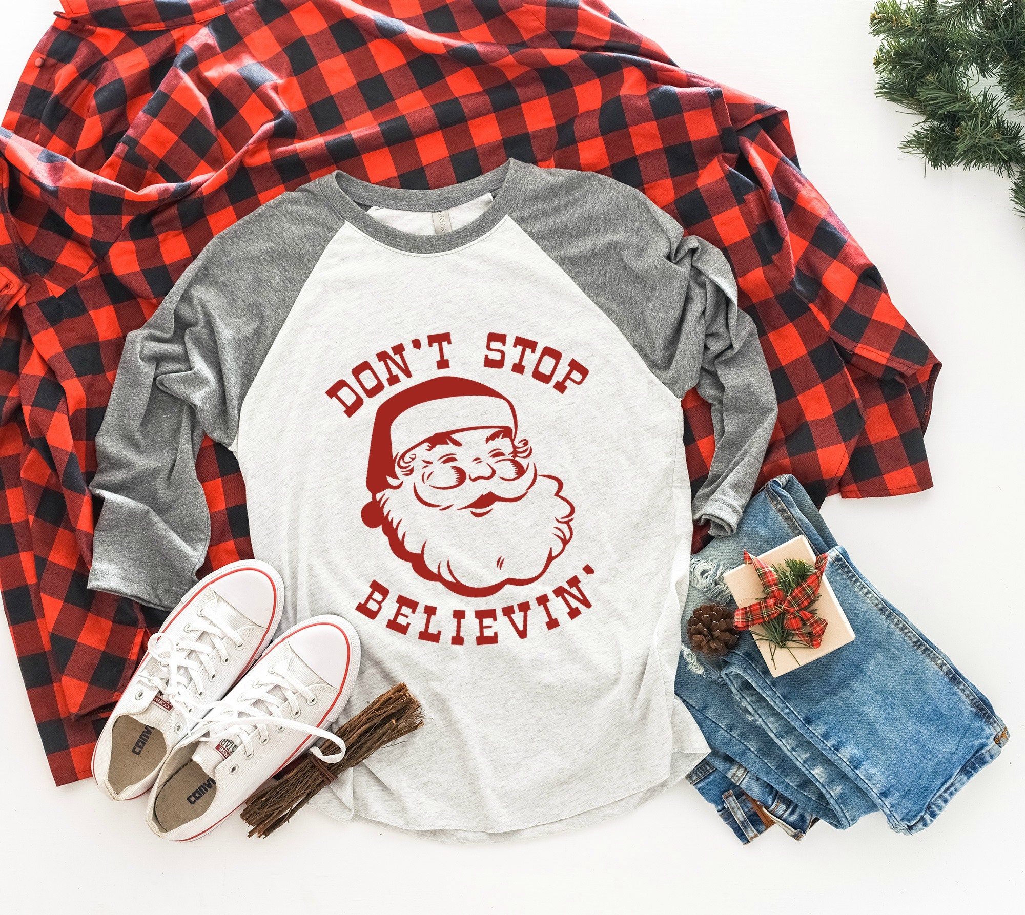 Santa Claus Shirt,christmas Shirt,santa Shirt,believe Shirt,don't Stop ...