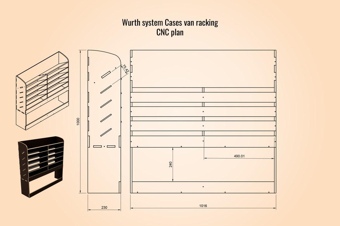 Van Racking CNC Templates File for Wurth System Cases, Dxf & Svg Plan ...