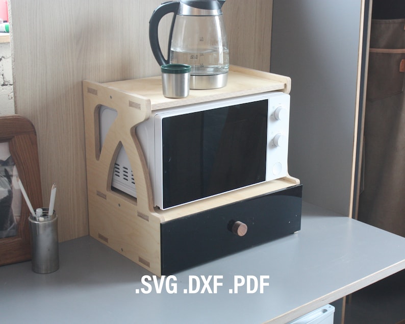 Dxf Downloadable Plan Microwave Oven Stand With a Drawer, CNC Templates ...