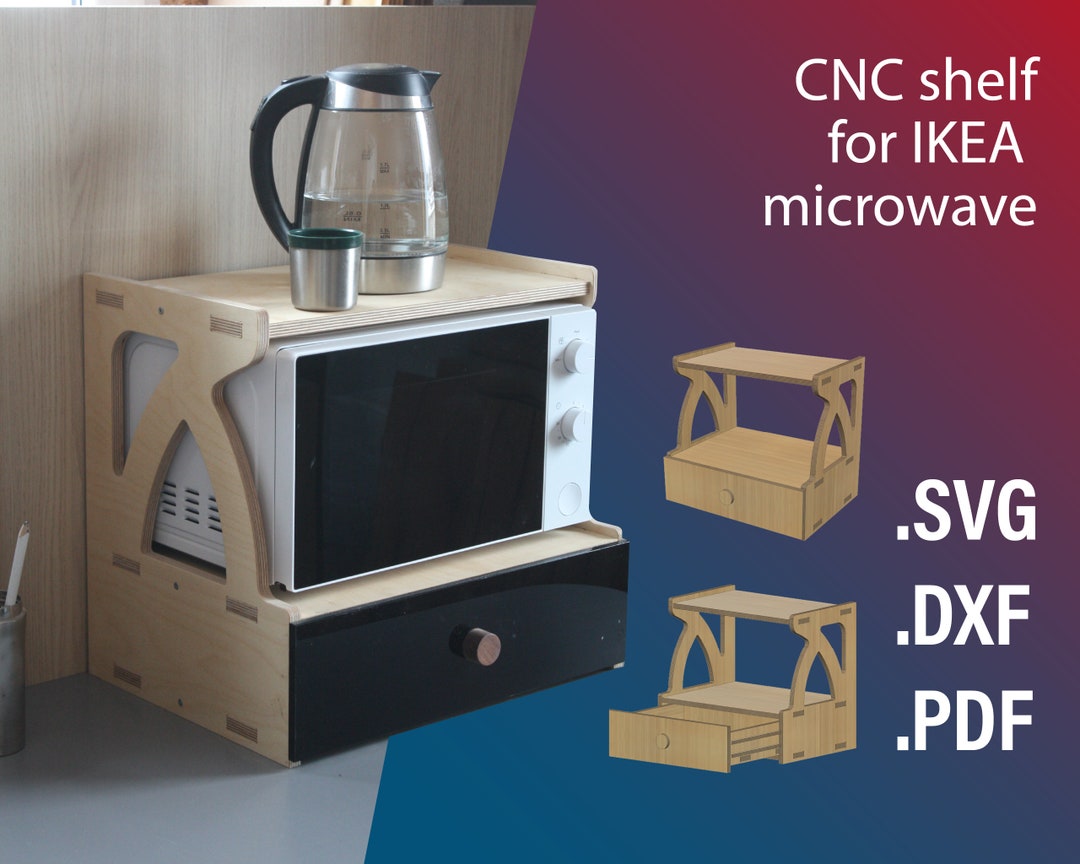 Dxf Downloadable Plan Microwave Oven Stand With a Drawer, CNC Templates ...