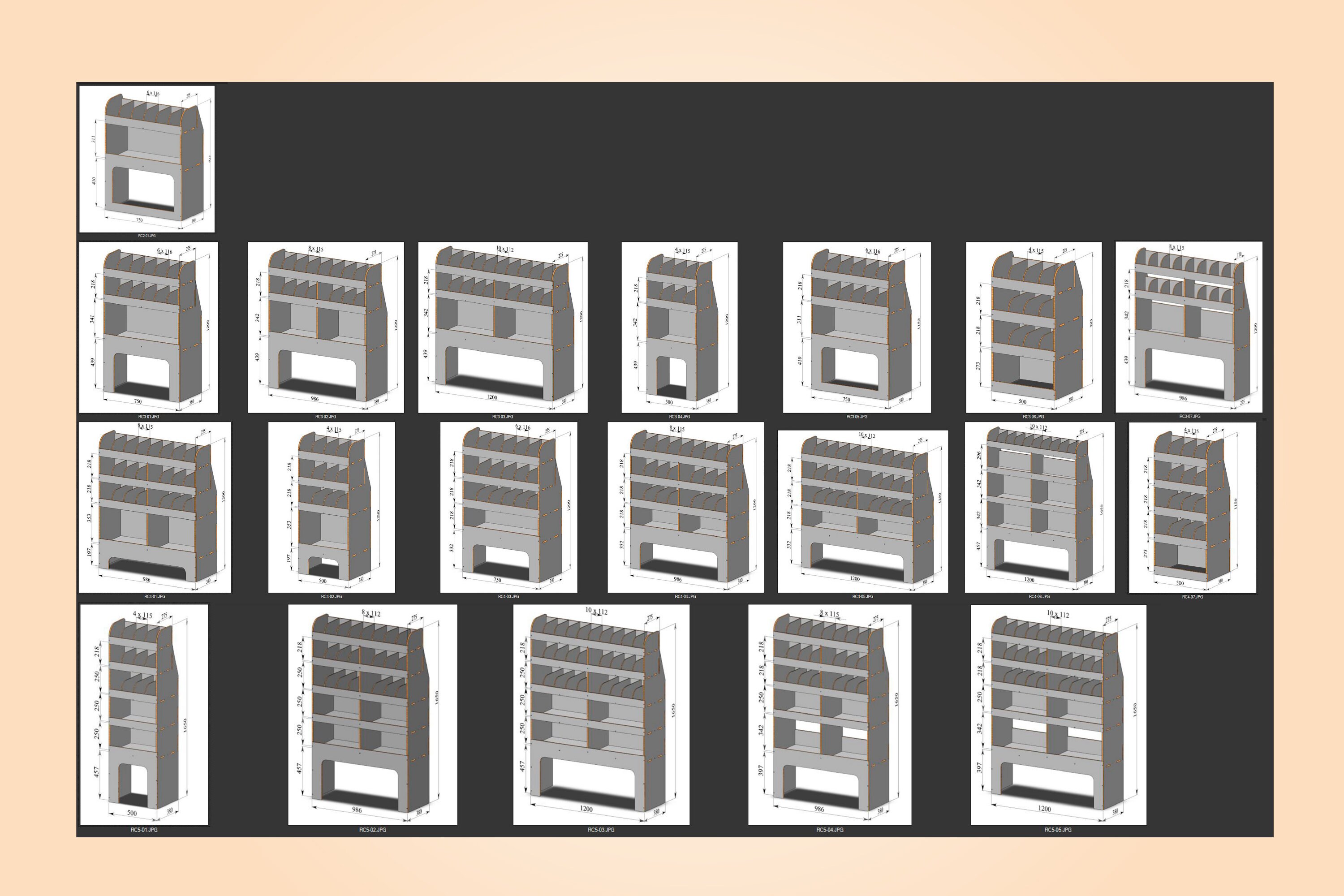 Set of 29 Van Racking CNC Template Files, Dxf Plans Pack of Plywood ...