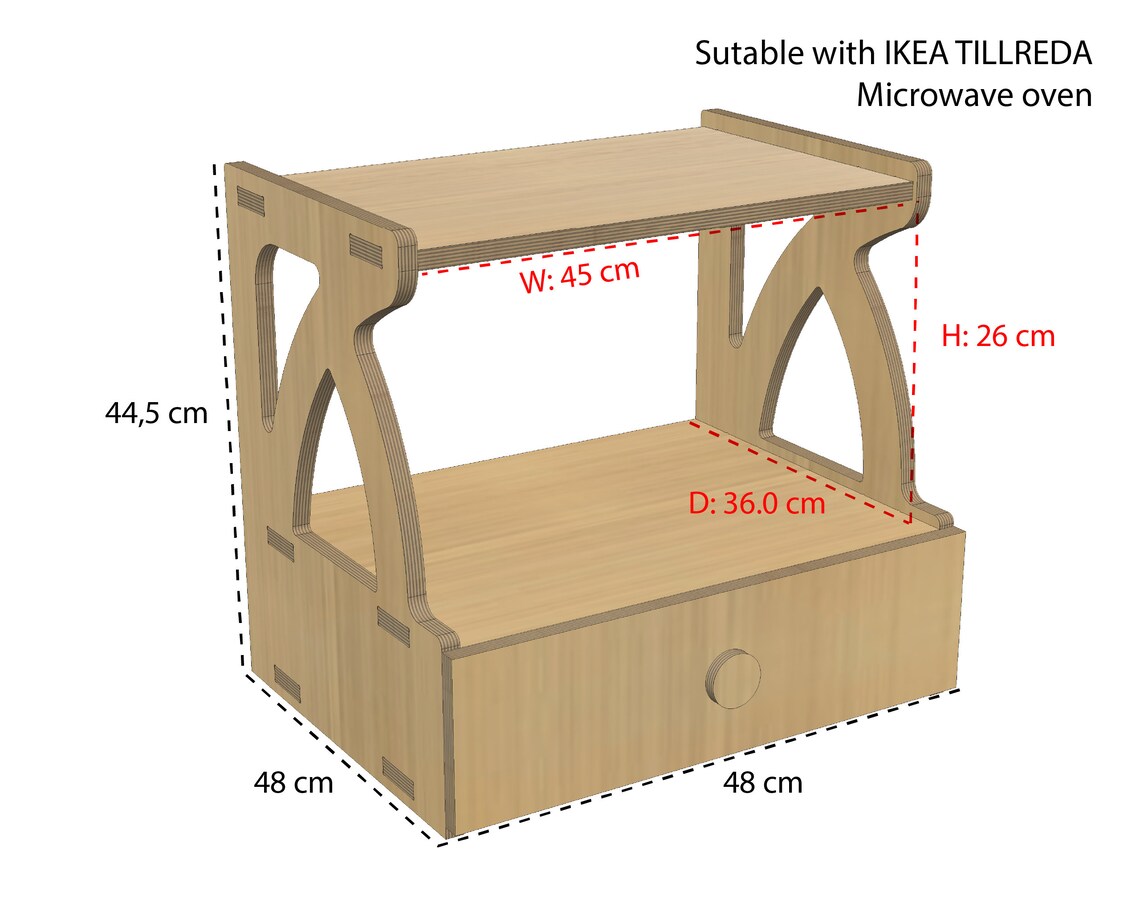 Dxf Downloadable Plan Microwave Oven Stand With a Drawer, CNC Templates ...