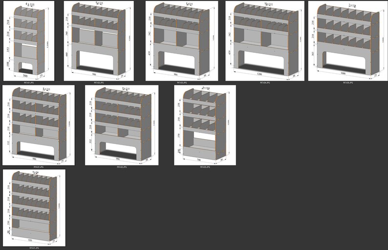 Set of 29 Van Racking CNC Template Files, Dxf Plans Pack of Plywood ...
