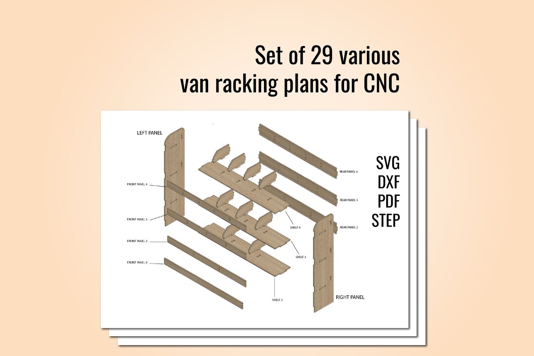 Set of 29 Van Racking CNC Template Files, Dxf Plans Pack of Plywood ...