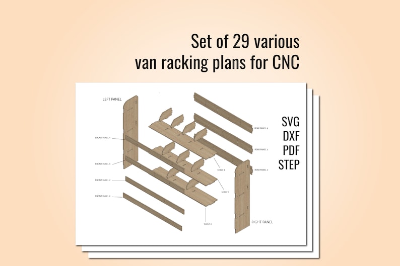 Set of 29 Van Racking CNC Template Files, Dxf Plans Pack of Plywood ...