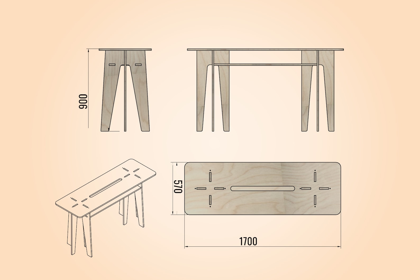 DIY CNC Files Kit Simple Plywood Workbench Plan, DXF & Fusion 360 Files ...