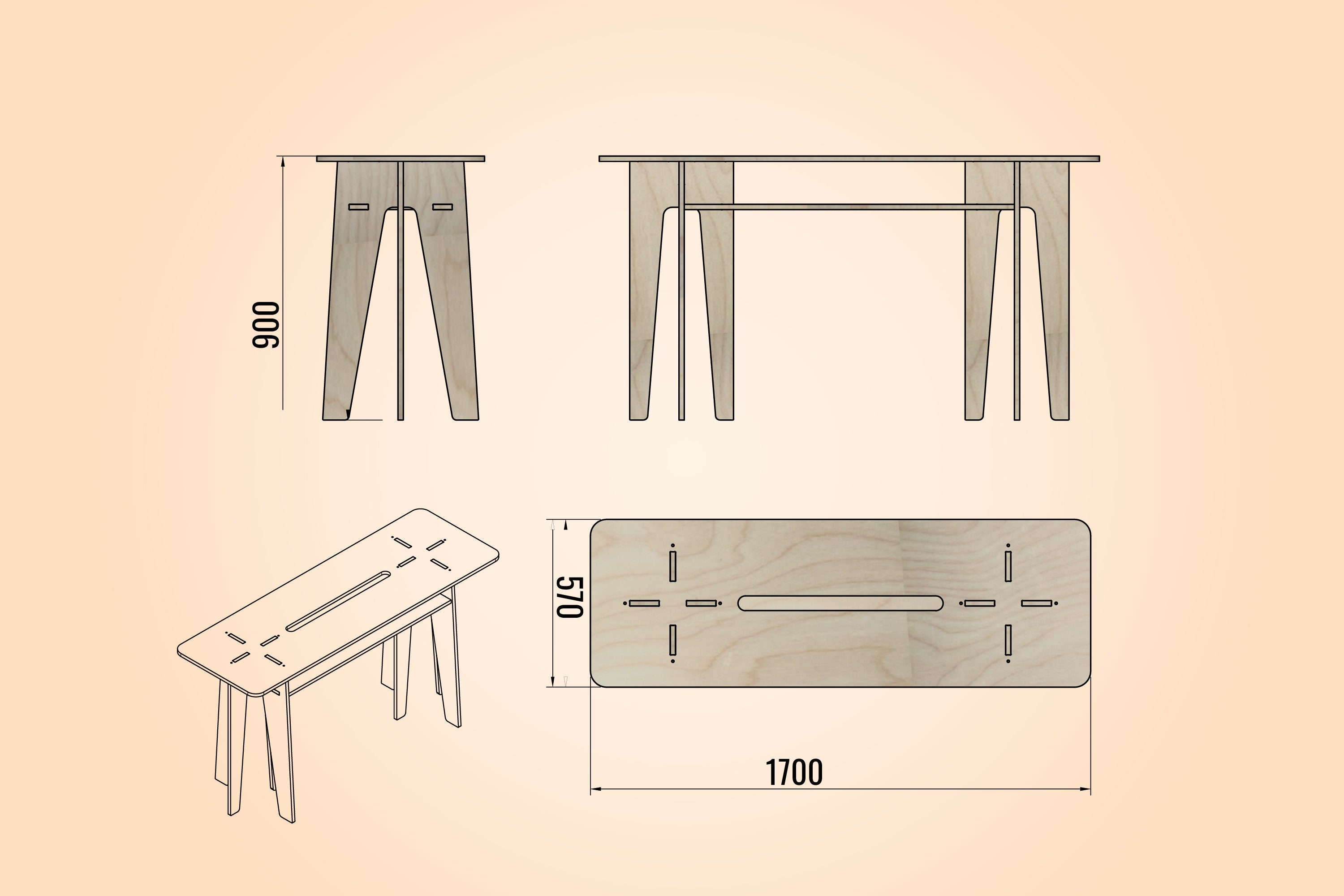 DIY CNC Files Kit Simple Plywood Workbench Plan, DXF & Fusion 360 Files ...