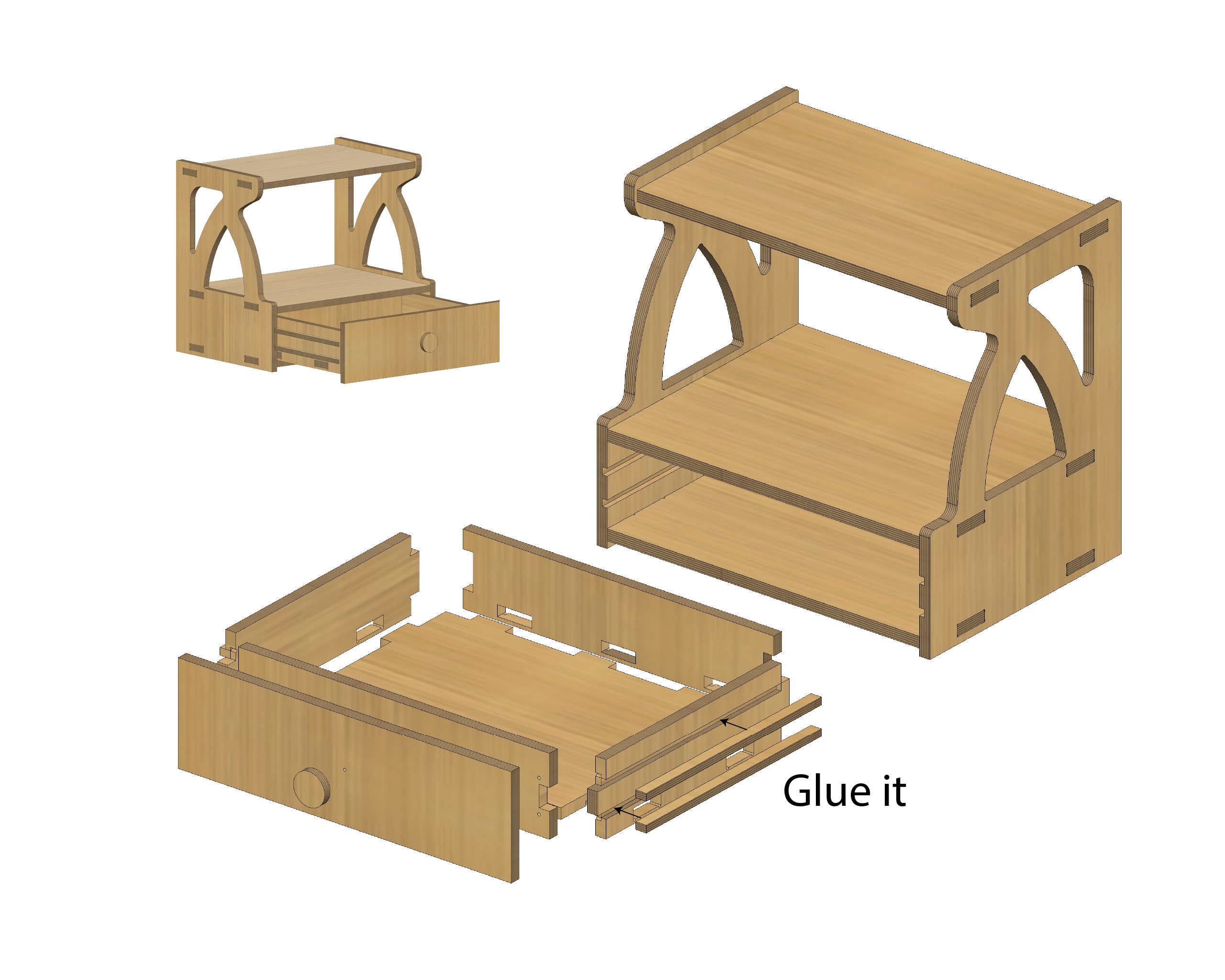 Dxf Downloadable Plan Microwave Oven Stand With a Drawer, CNC Templates ...