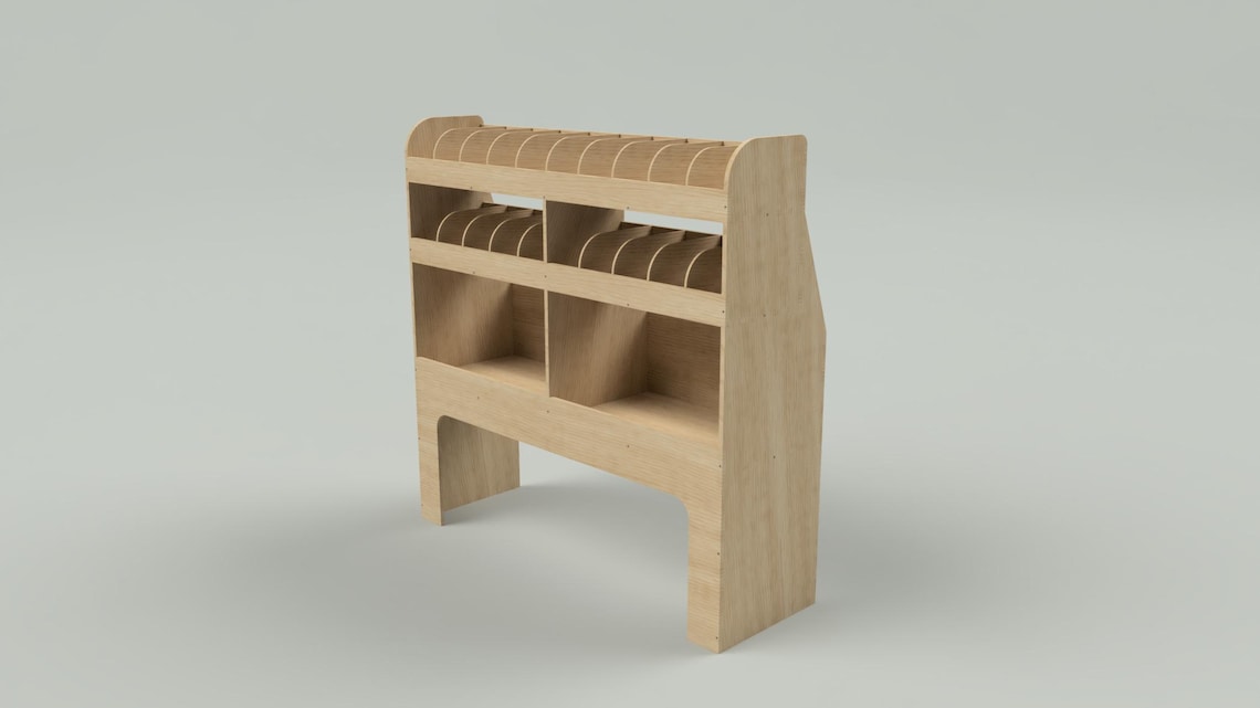CNC Van Shelf Plans – DXF – Plywood Tool Storage Rack for Transit ...