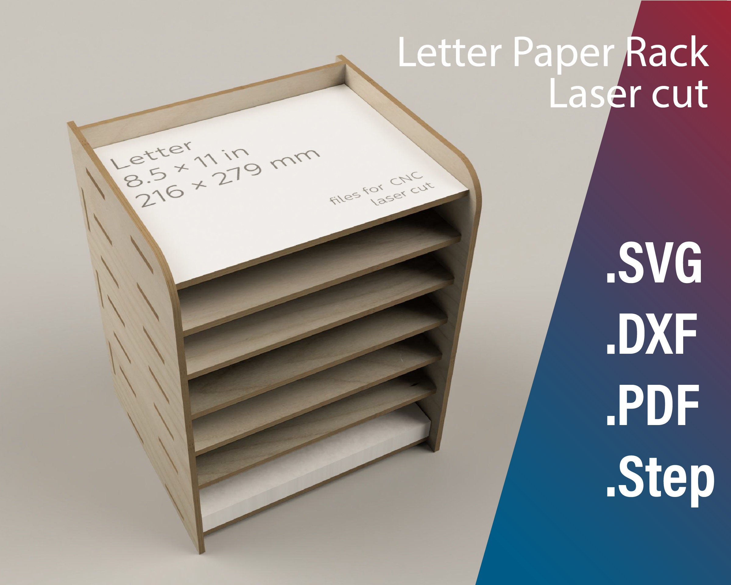 Svg US Letter Size Paper Organizer Laser File, Dxf Templates for CNC ...