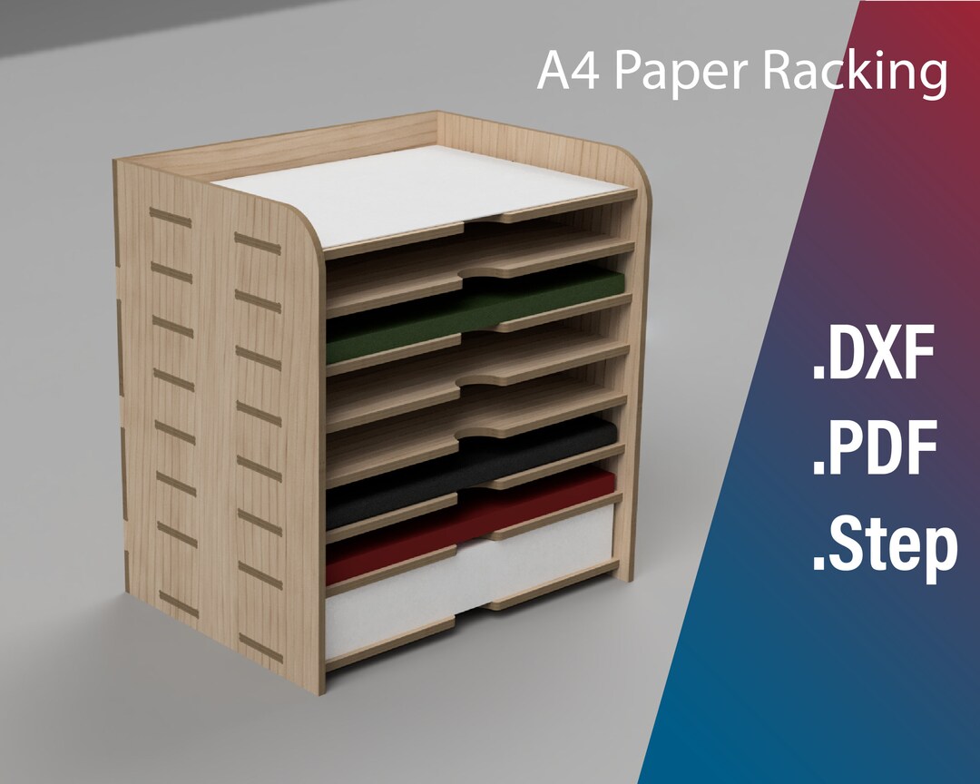 SVG DXF A4 Paper Racking Plywood 1/4 Inch 6,5 Mm CNC Router Laser Cut ...