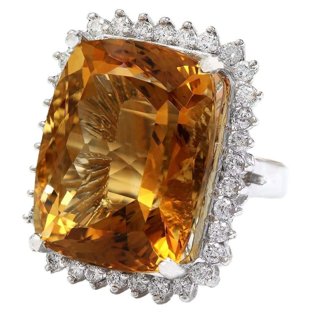 Very Large Ring Statement Ring, AAA Quality Natural Citrine & Moissante ...