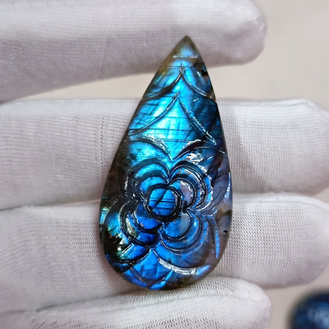Blue Fire Labradorite Blue Fire Labradorite Carving Loose Gemstone ...