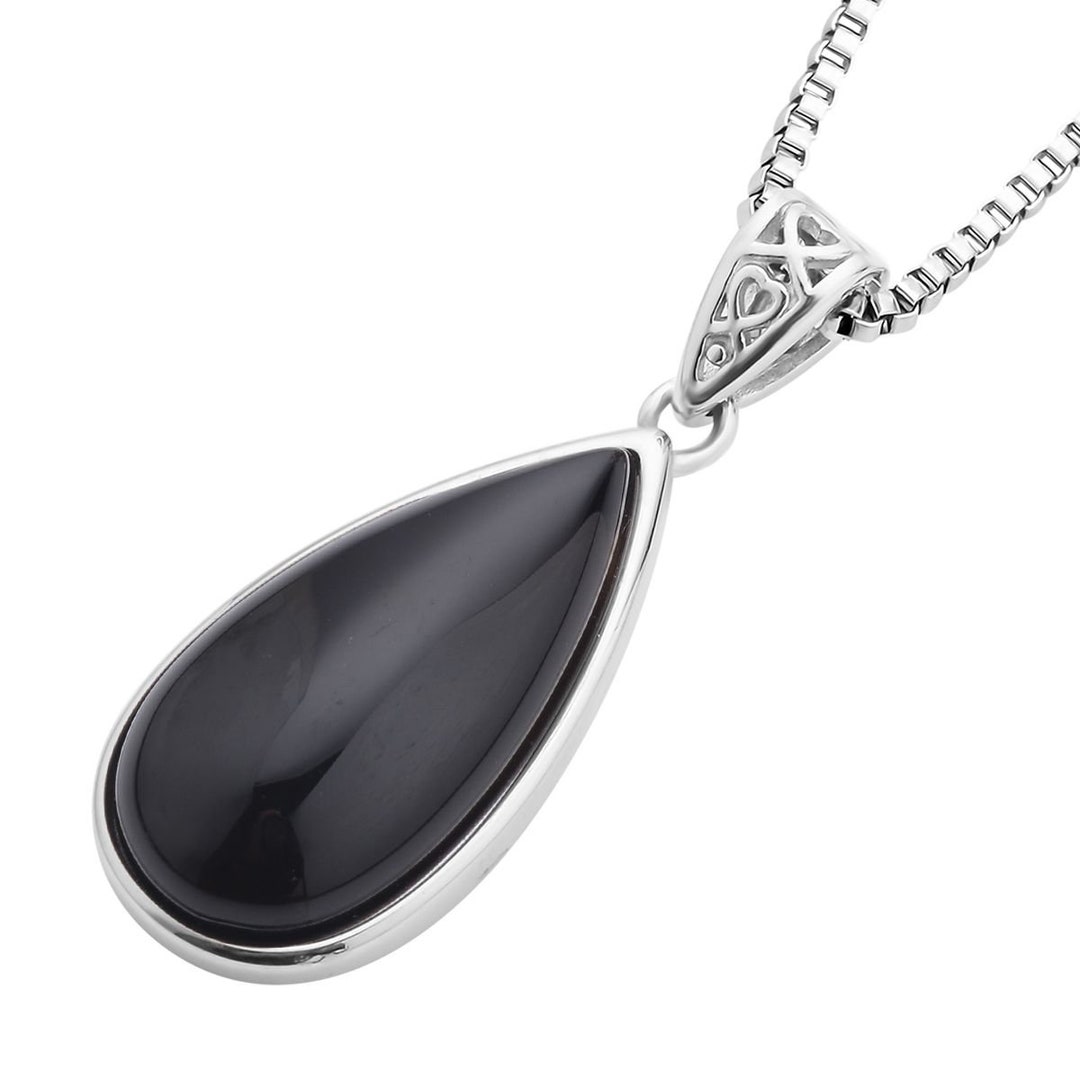 Large Onyx Pendant, Natural Black Onyx Pendant, 92.5 Sterling Silver ...