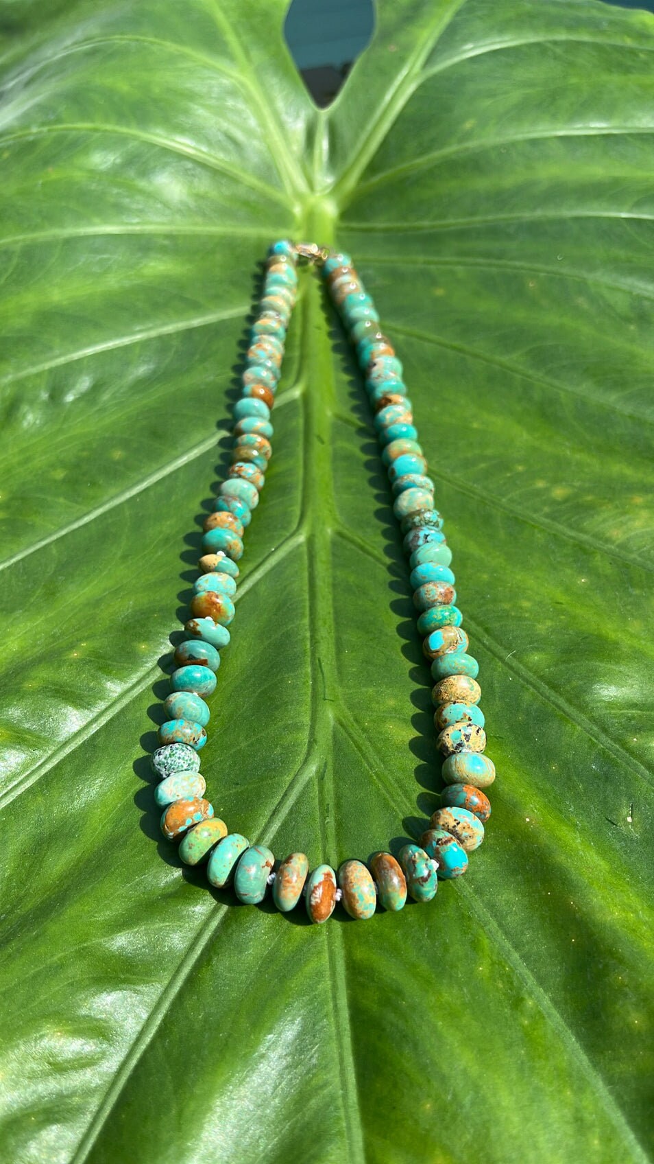 20 Inch Graduated Natural Turquoise Rondelle Necklace Green - Etsy