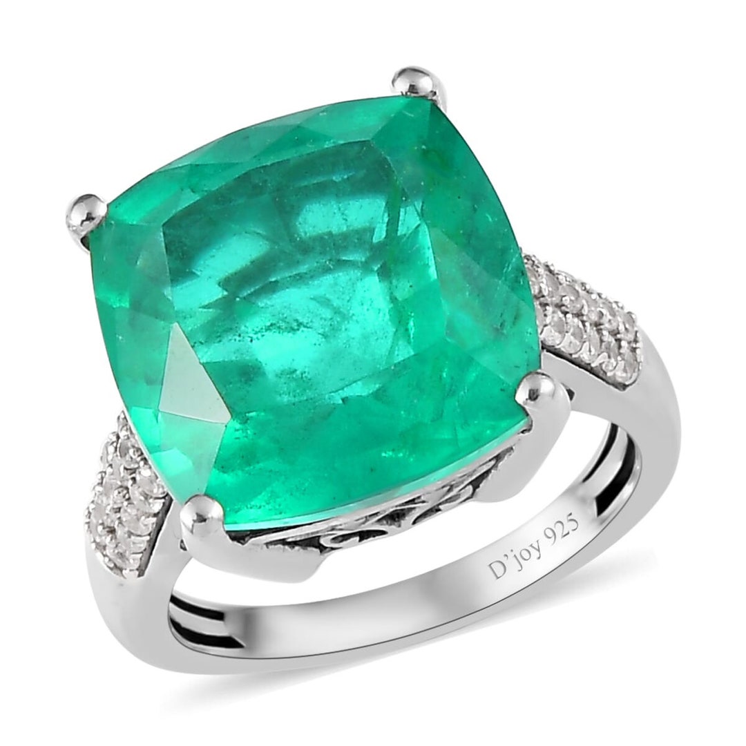 Emeraldine Quartz triplet and Natural White Zircon Ring in 92.5 ...