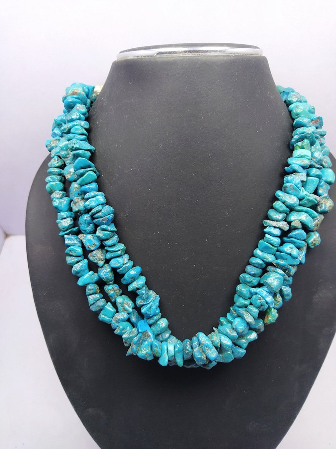 Old Pawn Bunch Strand Turquoise 925 Sterling Silver Necklace - Etsy UK