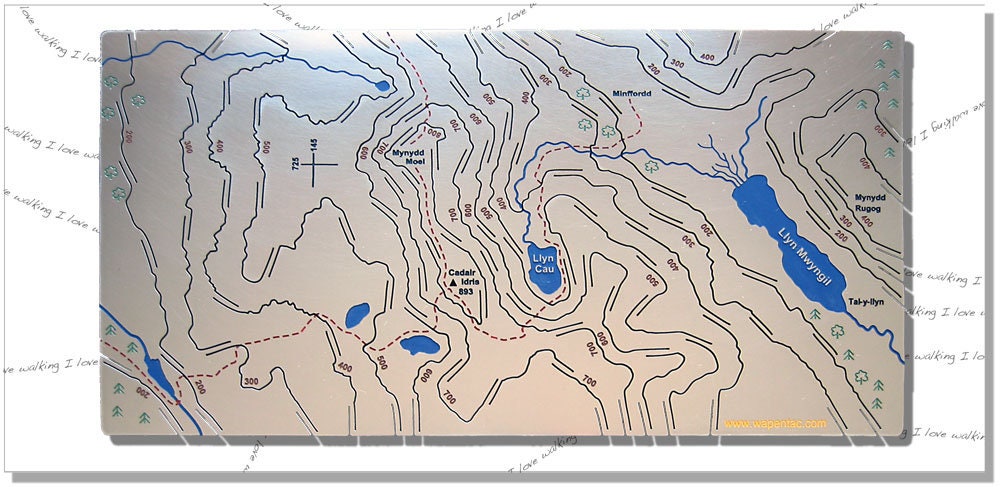 Cadair Idris Wapenmap : Hand Painted Stainless Steel Contoured Map ...