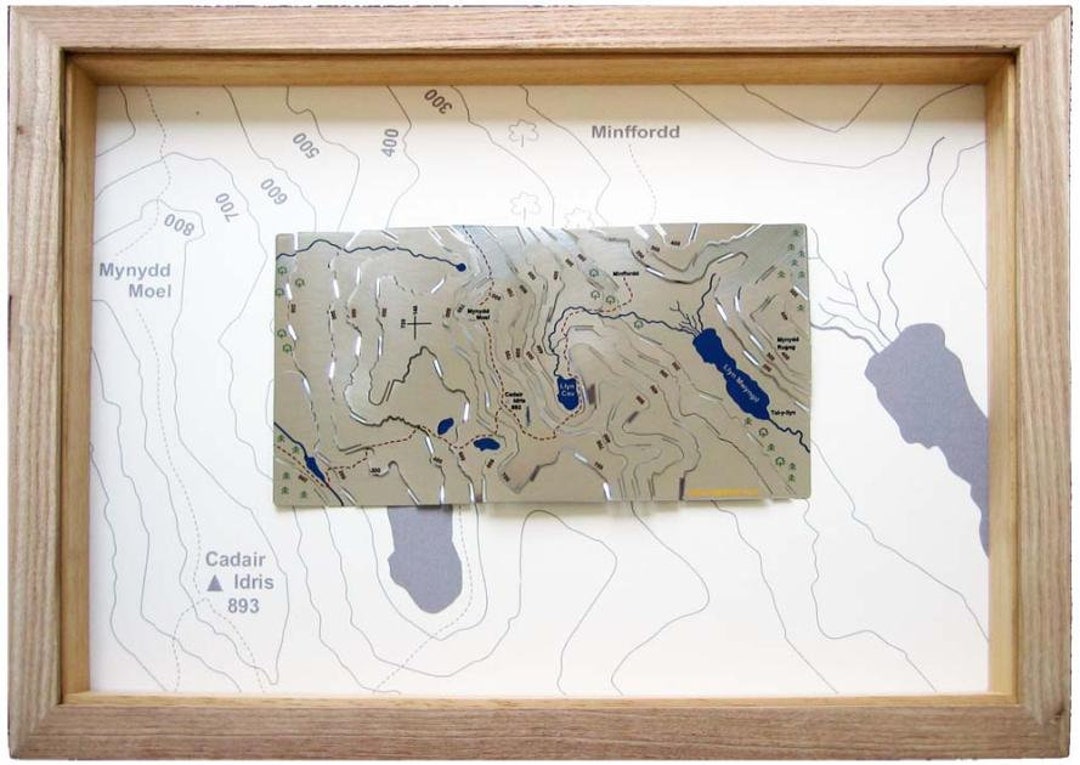 Cadair Idris Wapenmap : Stainless Steel Contoured Map Framed in a ...