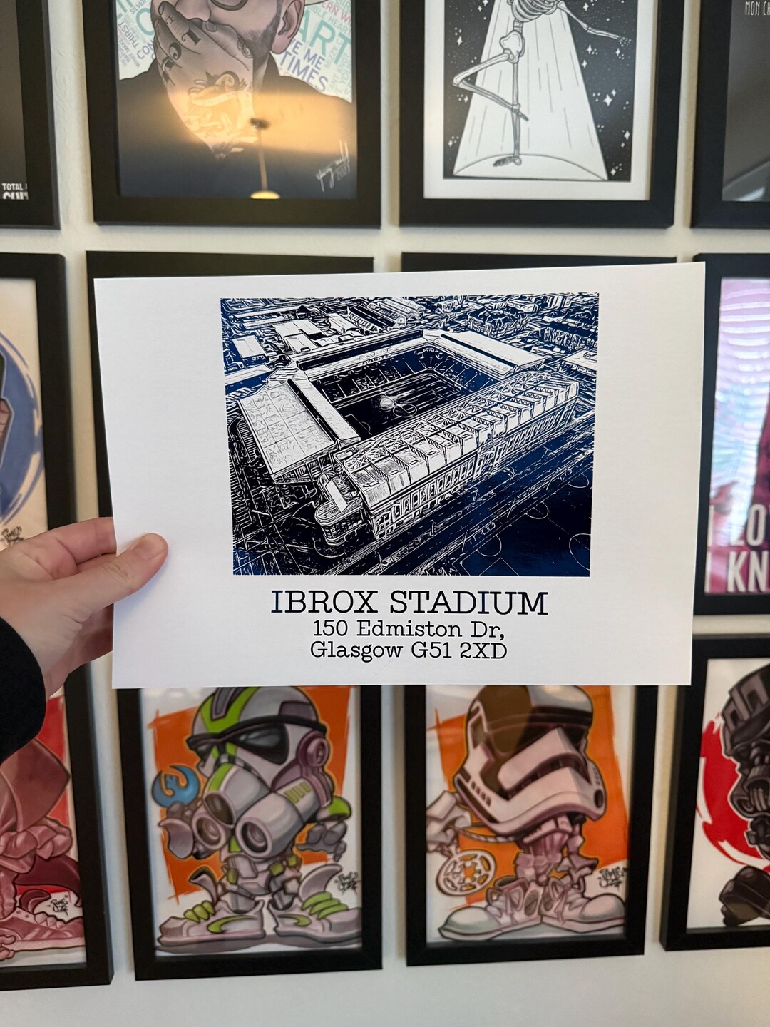 FOIL PRINT: Ibrox Stadium - Rangers FC | Scotland | Scottish | Football ...
