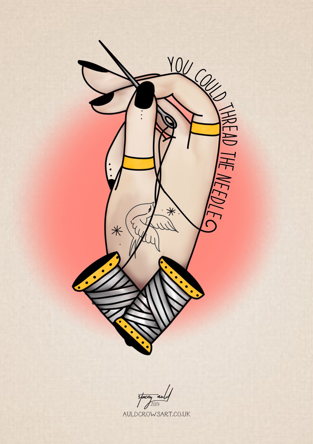 PRINT: Sleep Token Thread the Needle A4 A5 Hand Tattoo Neo Traditional ...