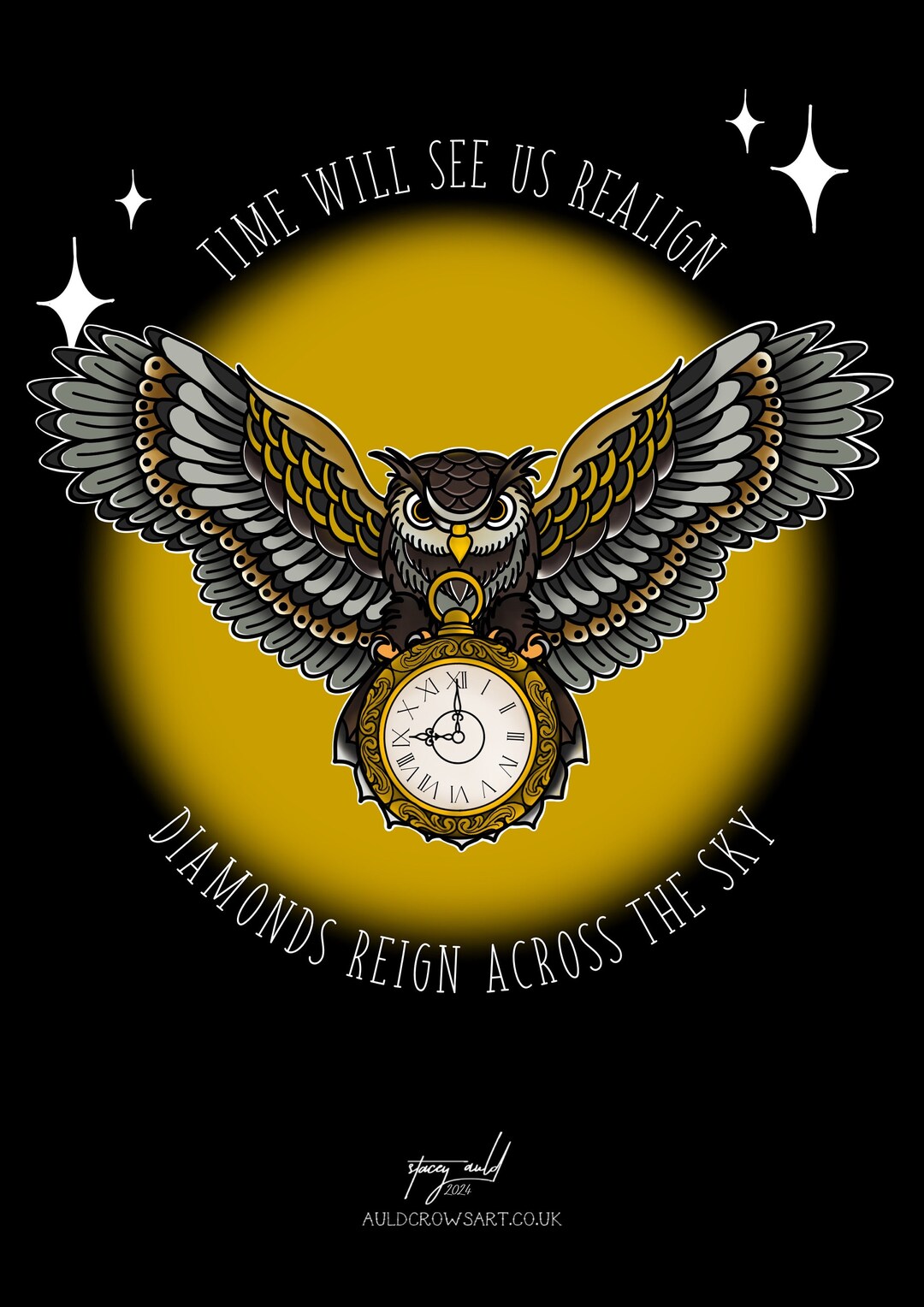 Print Deftones Diamond Eyes A4 A5 Owl Tattoo Art Hand Traditional Etsy