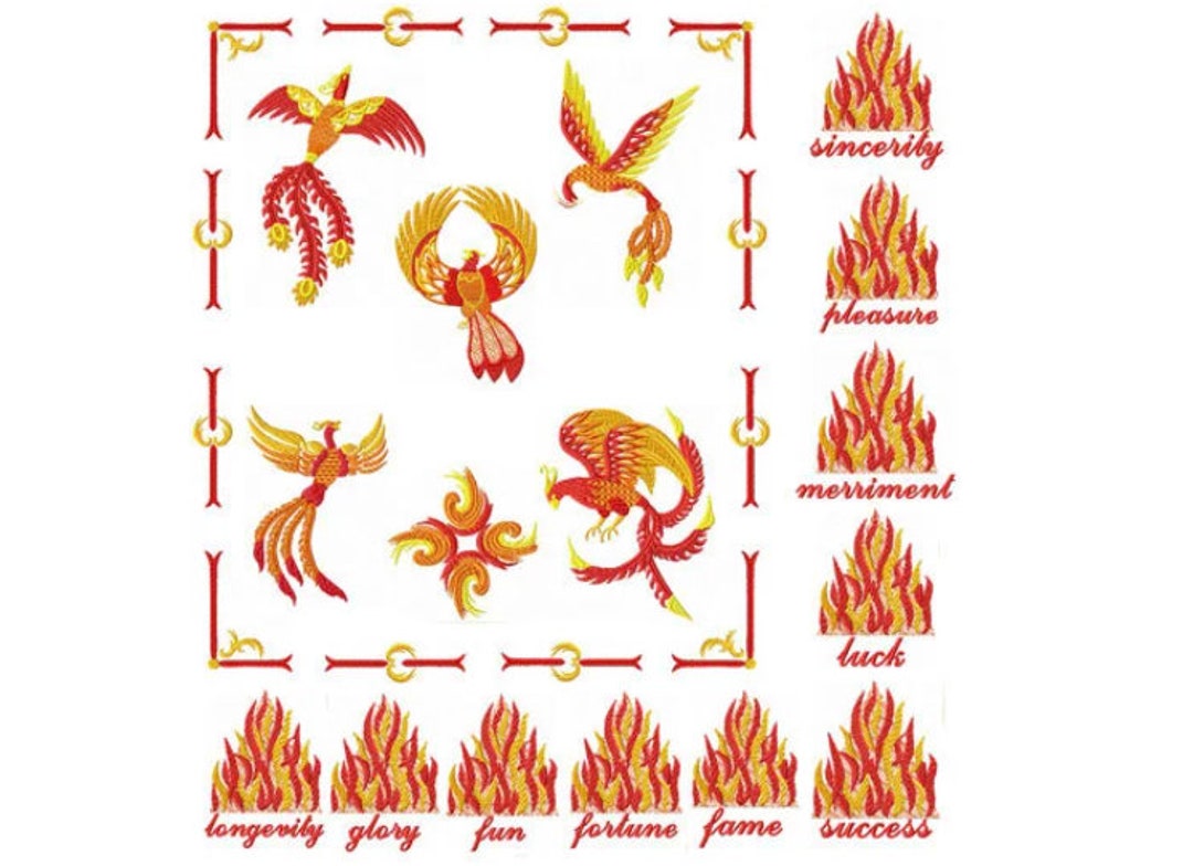 Feng Shui Fenix Phoenix 9 Machine Embroidery Designs Pes, Hus, Jef, Dst ...