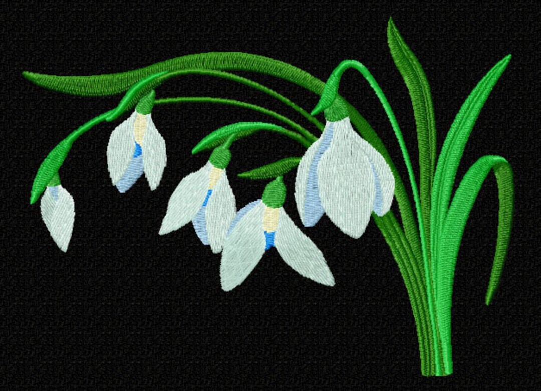 Snowdrop Machine Embroidery Design Pes, Hus, Jef, Dst, Exp, Jef, Vip ...