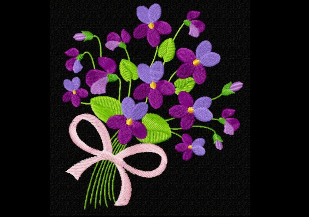 Violets Bouquet Machine Embroidery Design Pes, Hus, Jef, Dst, Exp, Jef ...
