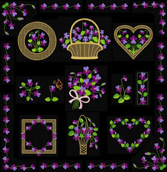 Violets 14 Machine Embroidery Designs Set for 5x7 Hoop Pes - Etsy