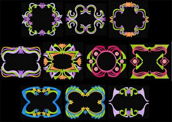 Ribbons and Flowers Frames Machine Embroidery Design 5x7 Pes | Etsy