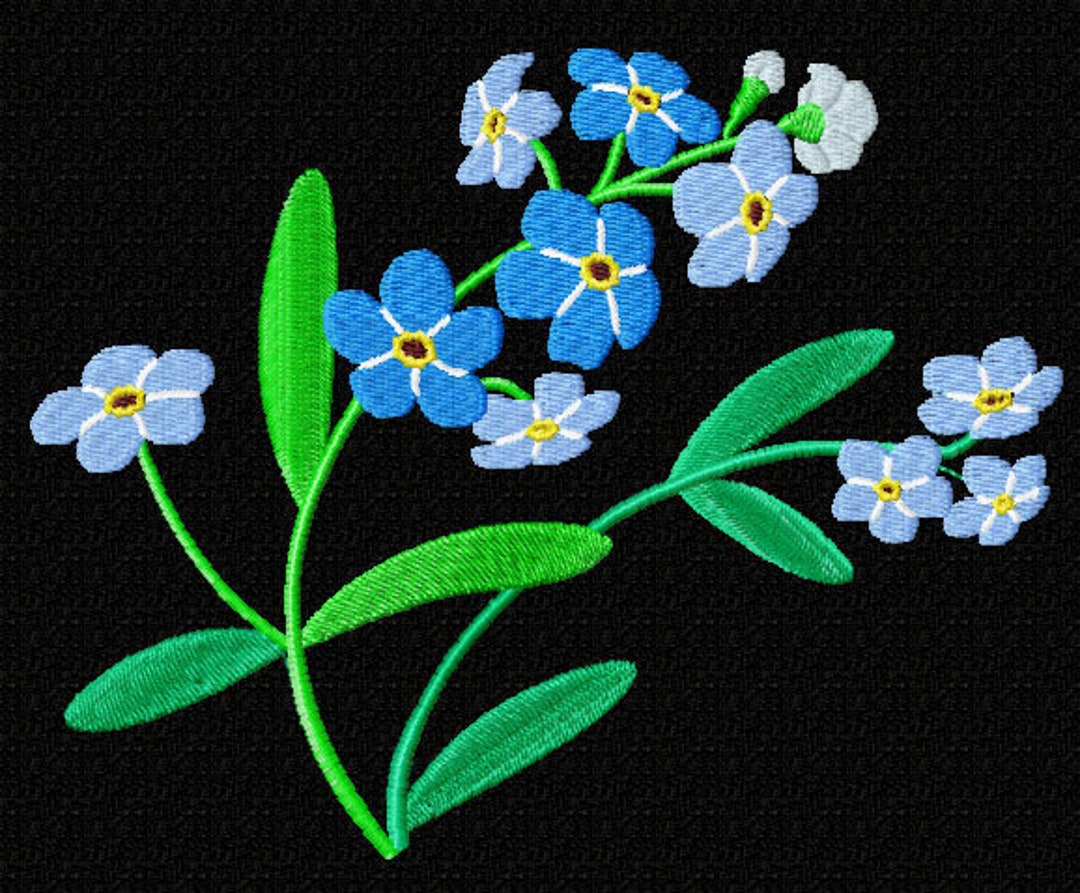 Forget-me-not Machine Embroidery Design Pes, Hus, Jef, Dst, Exp, Jef ...