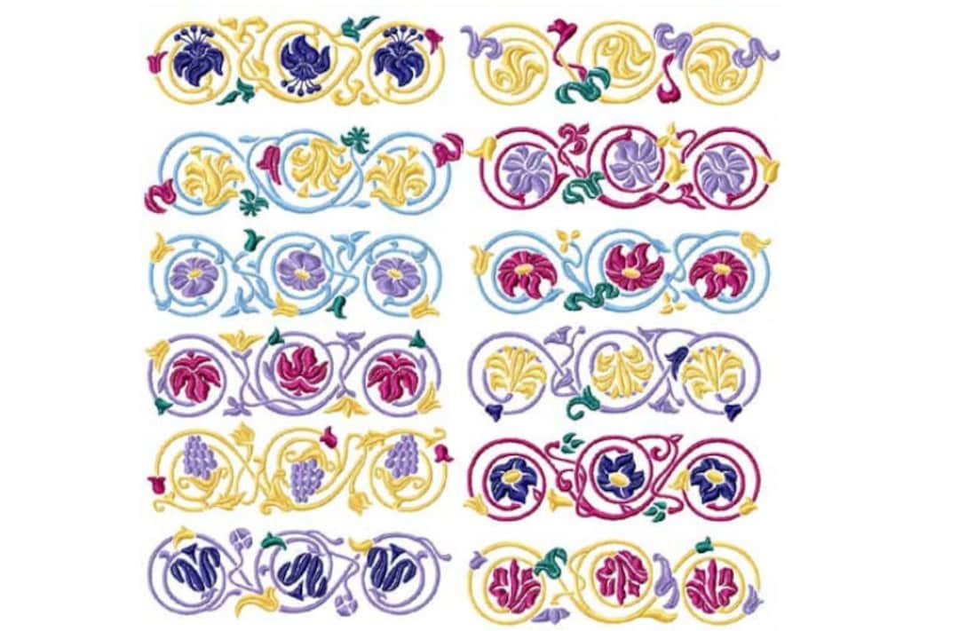 Elegant Borders 12 Machine Embroidery Designs Set Pes, Hus, Jef, Dst ...