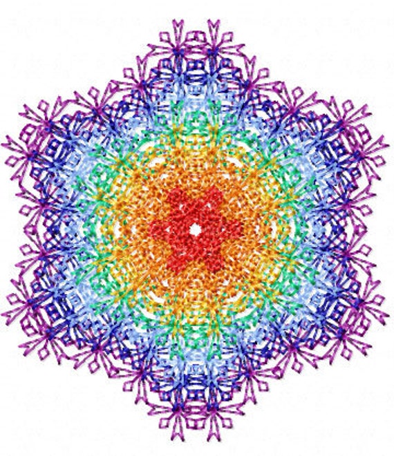 Rainbow Snowflake Machine Embroidery Design Pes Hus Jef | Etsy