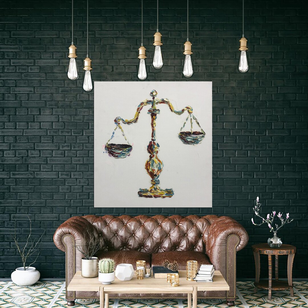 Scales of Justice Canvas Painting, Lady Legal Office Wall Decor ...