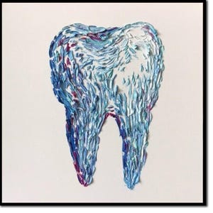 Original Abstract Teeth Painting on Canvas. Blue Impasto Handmade Art ...