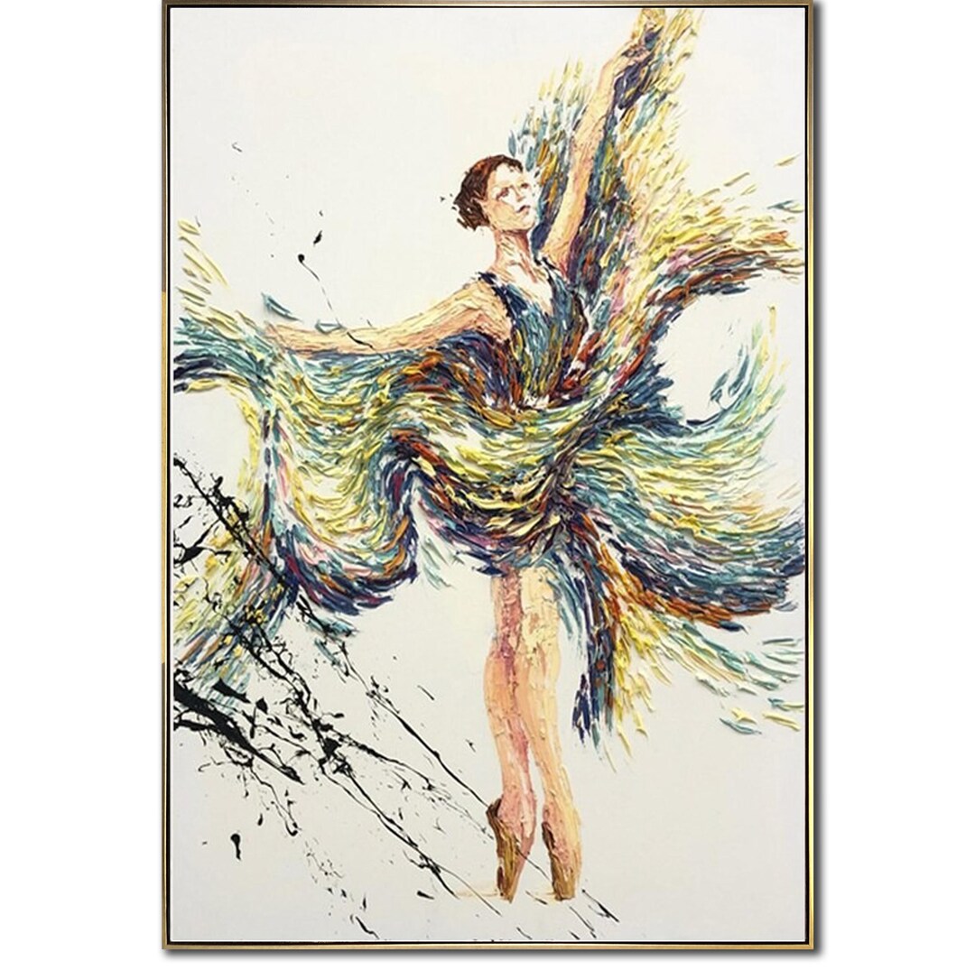 Elegant Abstract Ballerina Painting Fluid Motion Dance Art Textured ...