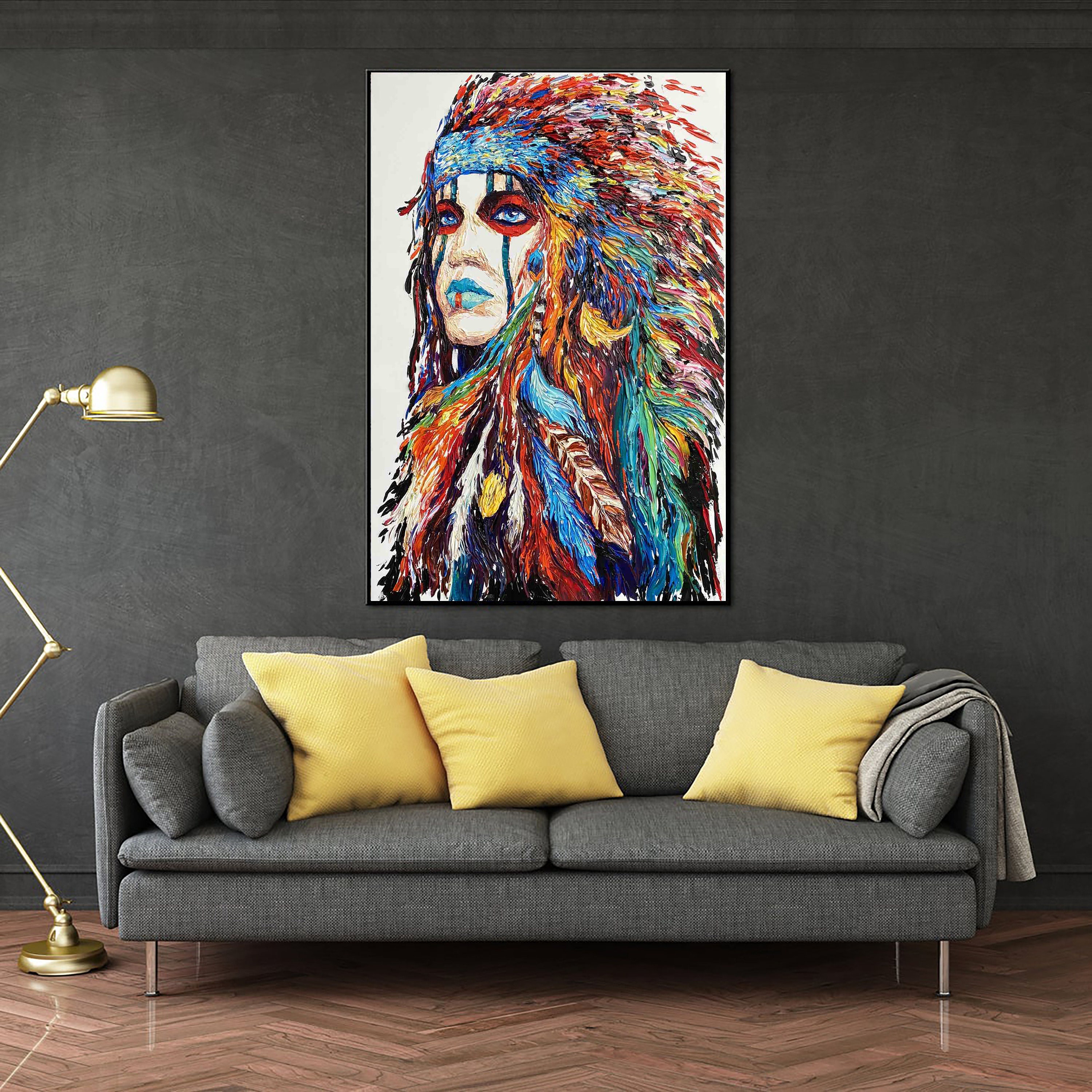 Native Woman Painting – Bold Abstract Tribal Wall Art - Etsy