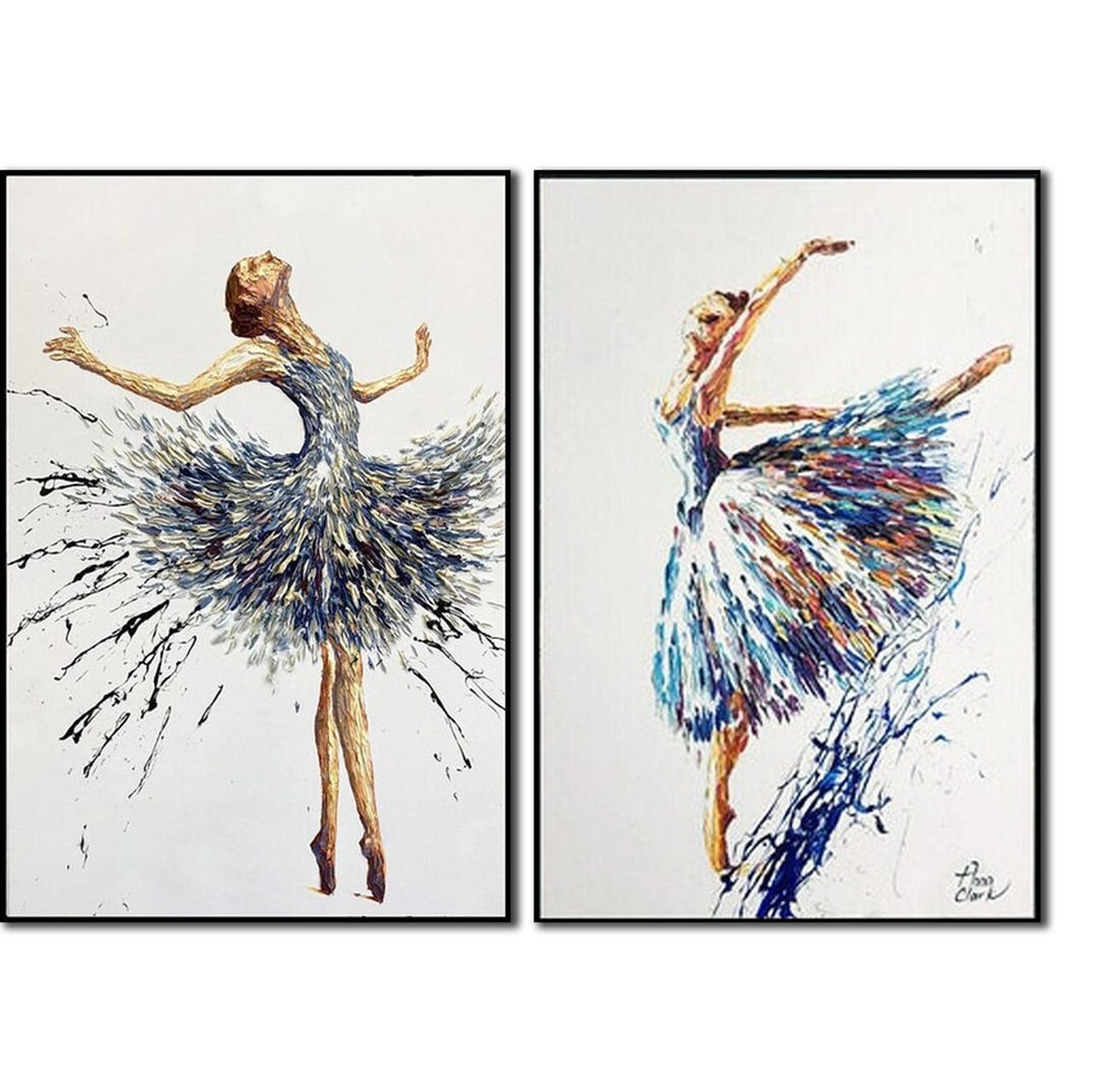 Elegant Ballerina Dance Painting Set on Canvas Contemporary Ballet Art ...