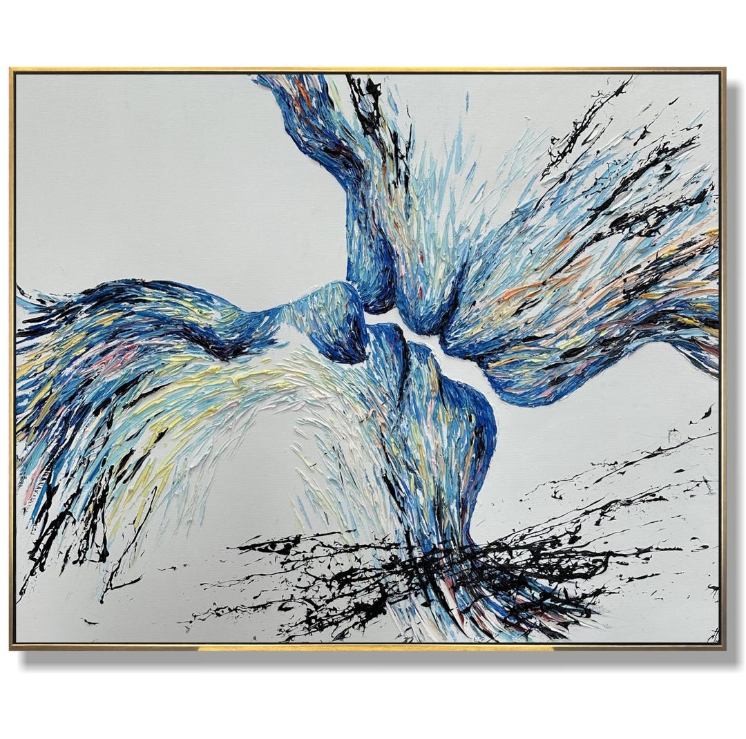 Abstract Kiss Paintings on Canvas Colorful Expressionist Art Modern ...
