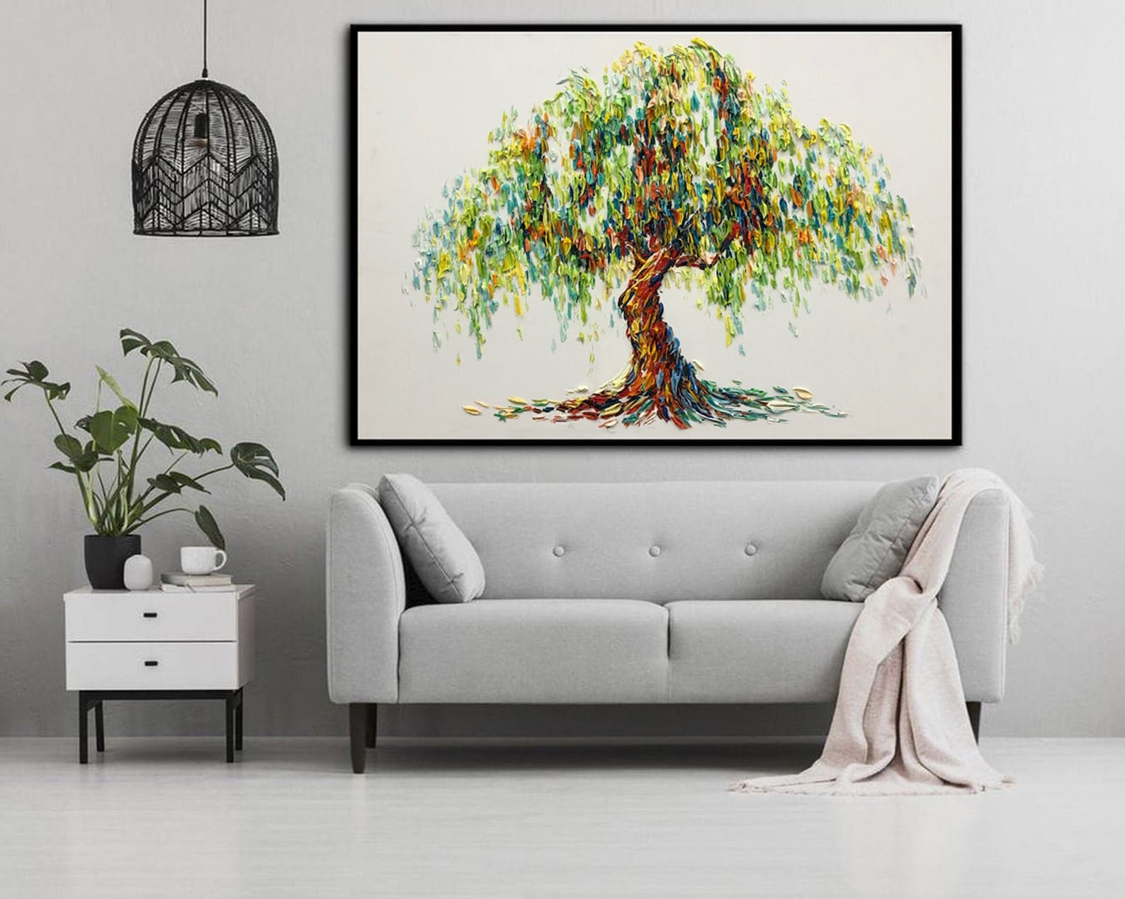 Extra Large Canvas Wall Art Abstract Tree Painting Weeping | Etsy