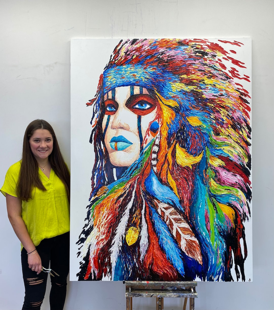 Abstract Canvas Art Native American Painting American Indian Tribe Wall ...