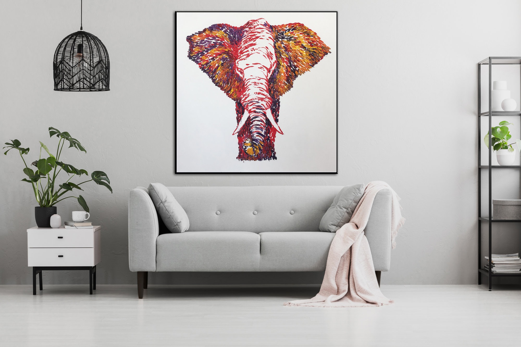 Original Oversize Painting Elephant Painting on Canvas | Etsy