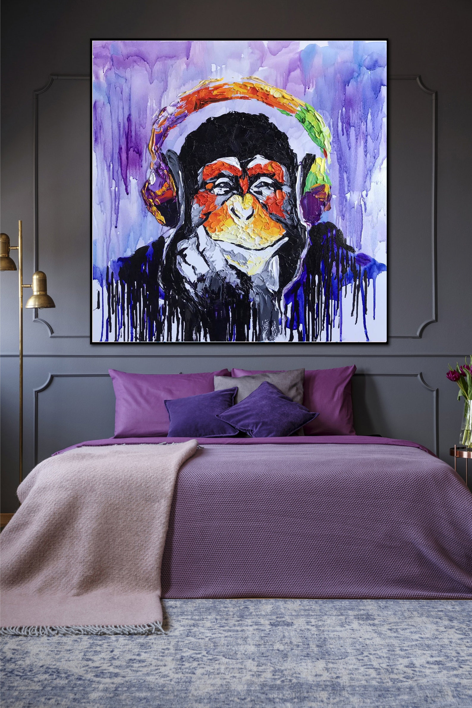 Oversize Abstract Art Monkey Painting on Canvas Modern Art - Etsy