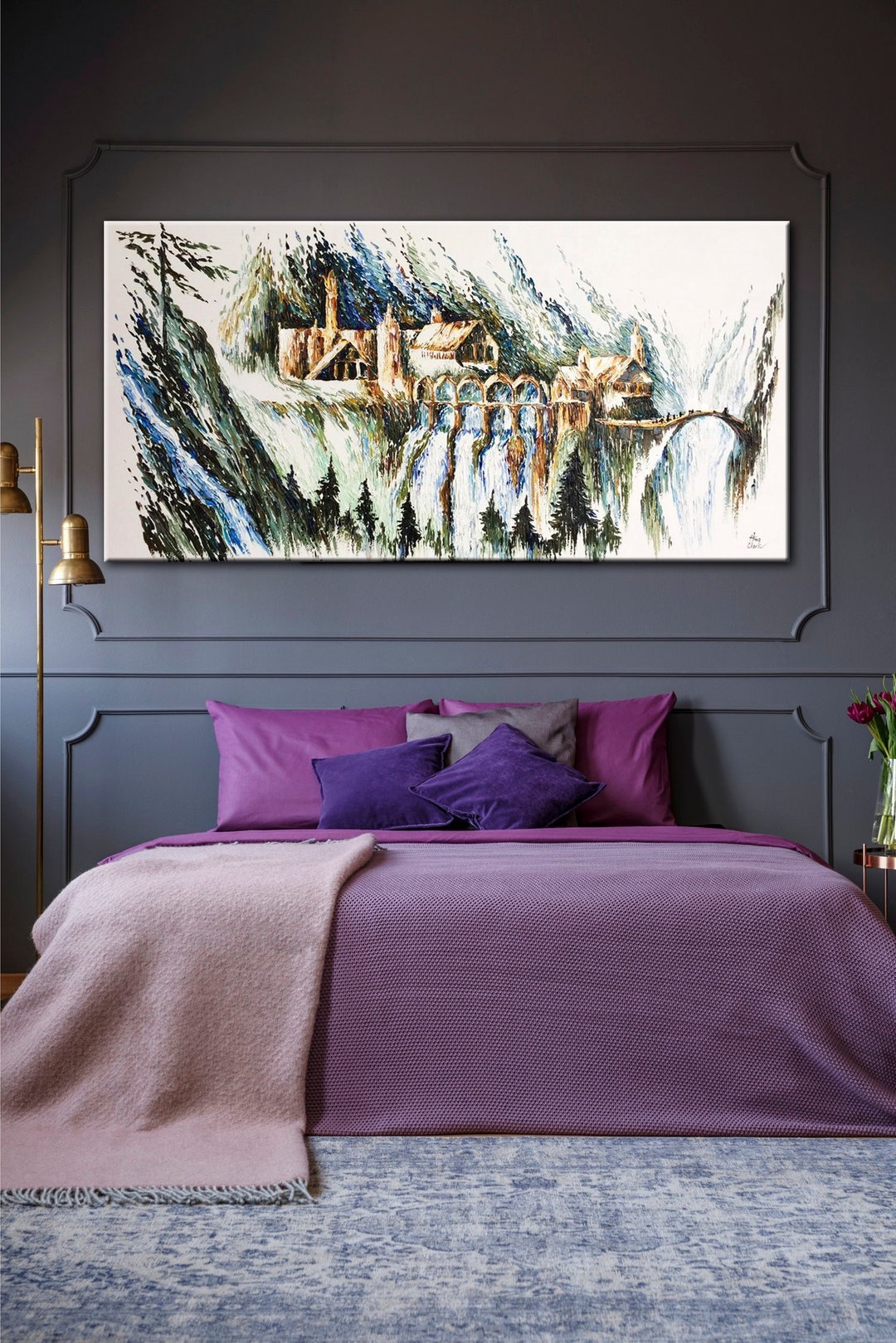 Large Abstract Painting Original Castle Painting on Canvas - Etsy