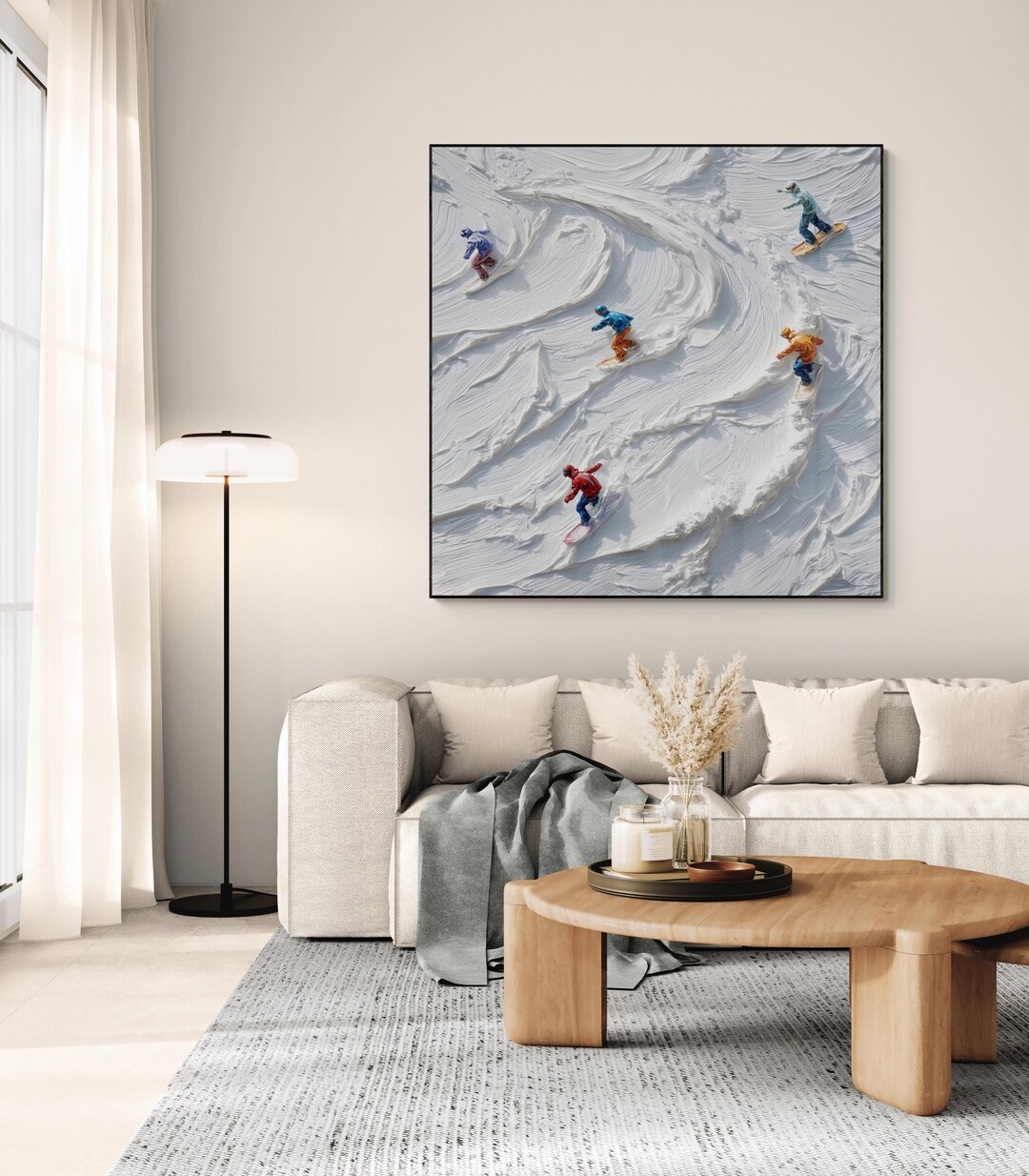 Snowboarding Art, Mountain Wall Decor, Ski and Snowboarder Painting ...