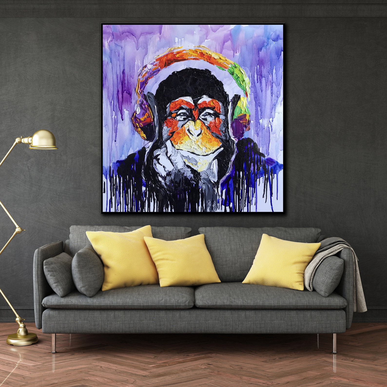 Oversize Abstract Art Monkey Painting on Canvas Modern Art - Etsy