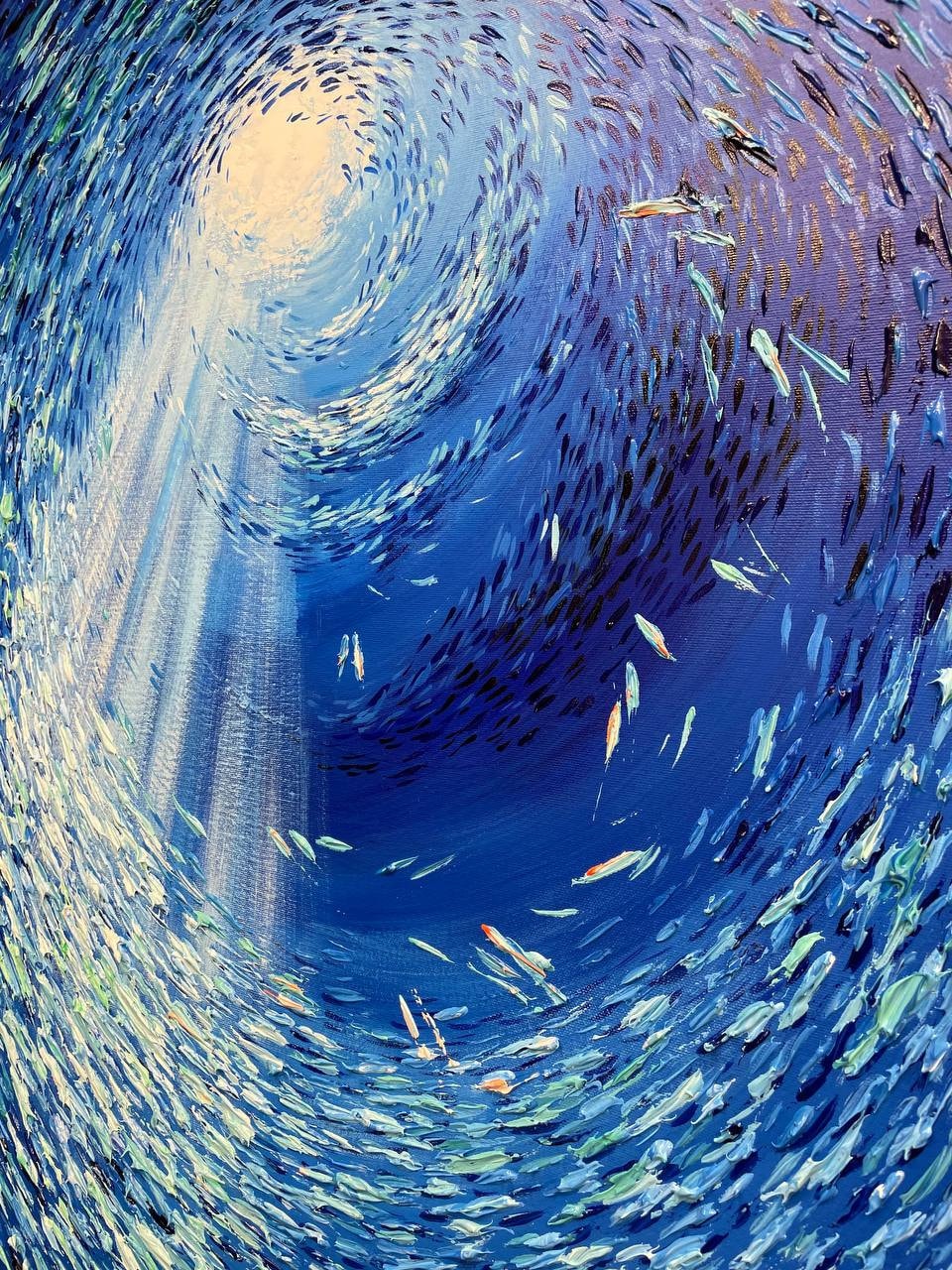 Abstract Fish Painting on Canvas Original Marine Artwork Blue - Etsy