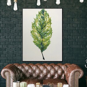 Large Abstract Green Leaf Paintings on Canvas Nature Wall Art - Etsy