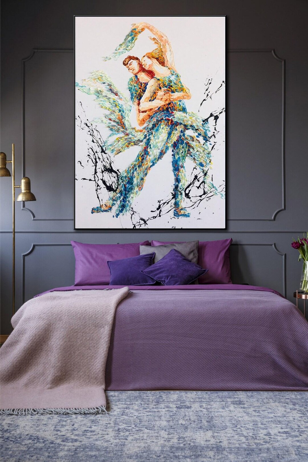 Dancing Couple Painting, Oil Painting for Couples, Dance Art, Large ...
